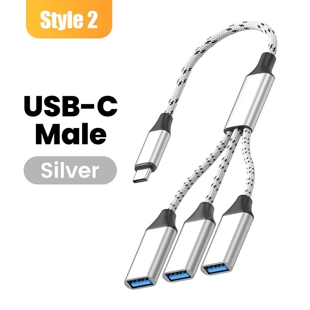 USB-концентратор 3-в-1 OTG-адаптер silvery Type C B