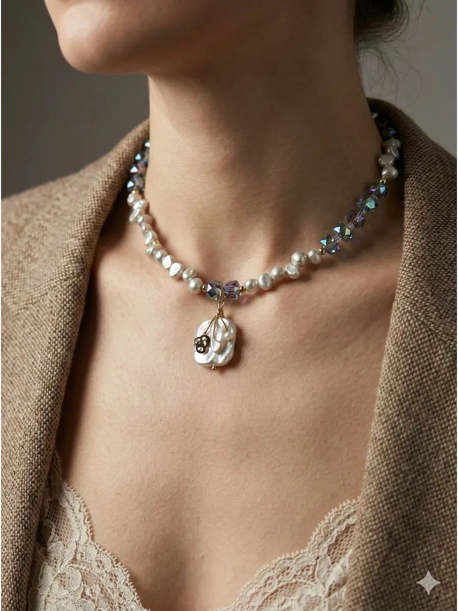 Колье, жемчужно-белый — фото 1