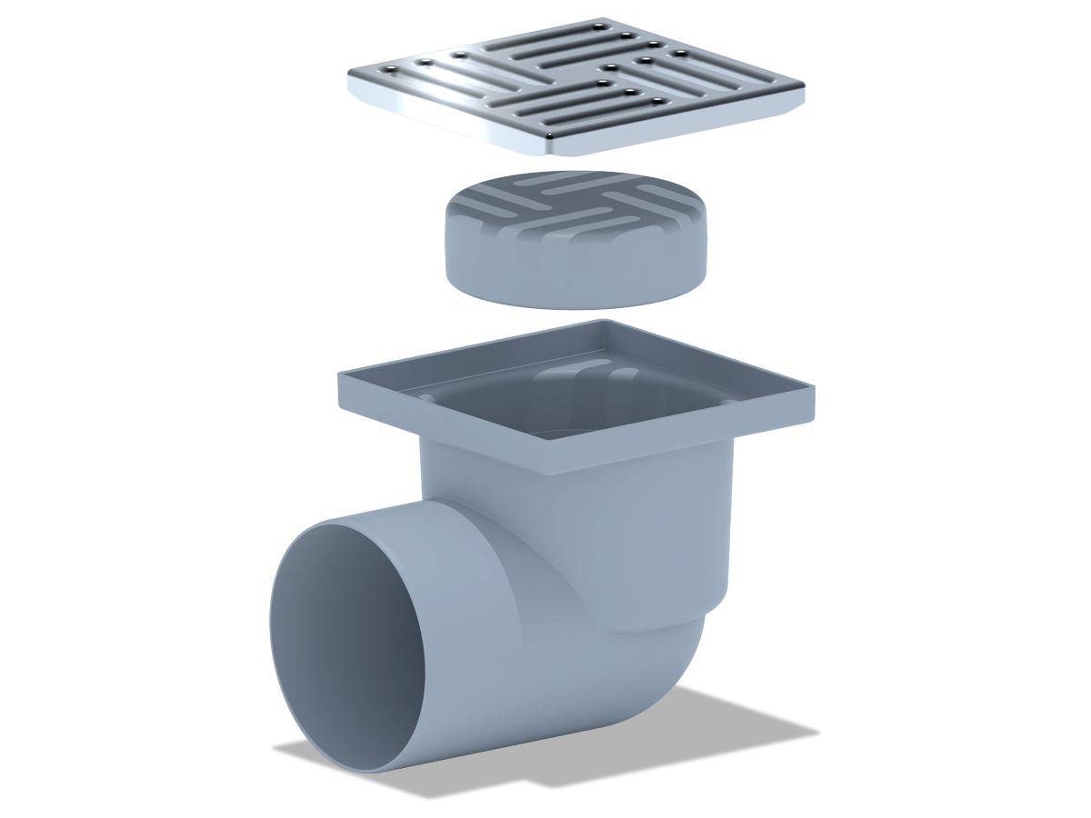 Трап горизонтальный Ани-пласт D110 нерегулируемый, сухой, решетка 150х150, нерж. сталь (ТQ1112)