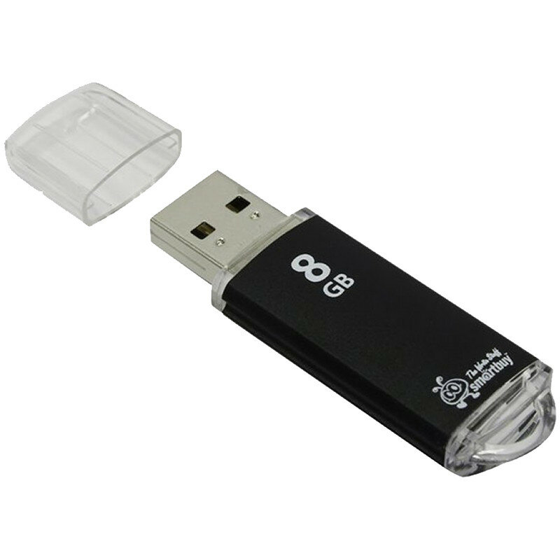 Память Smart Buy "V-Cut" 8GB, USB 2.0 Flash Drive, черный (металл. корпус ), 193341