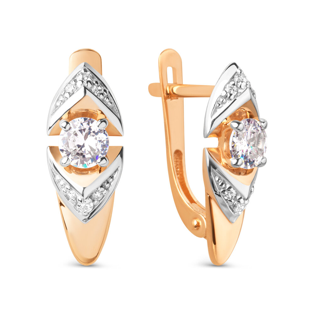 Серьги DINASTIA, красное золото, 585 проба, фианит