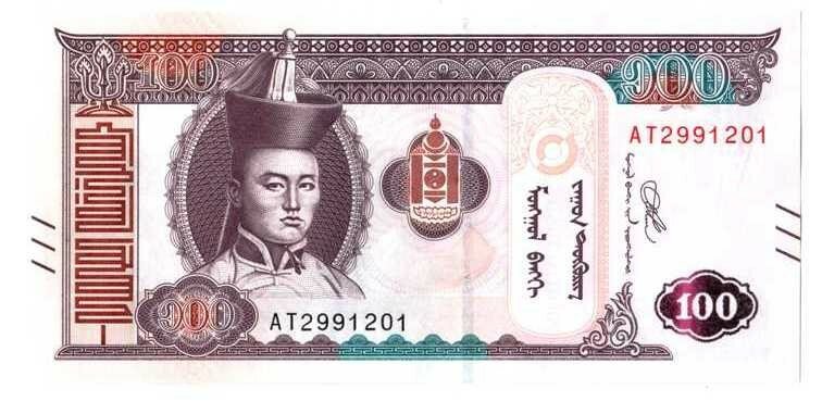 Монголия 100 тугриков 2020 г Сухэ-Батор UNC