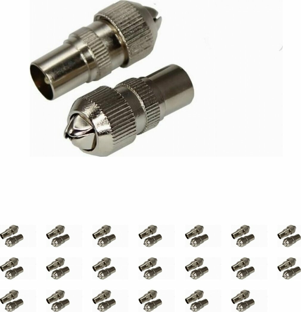 Разъем телевизионный штекер TV с прямым входом (комплект из 30 шт.)