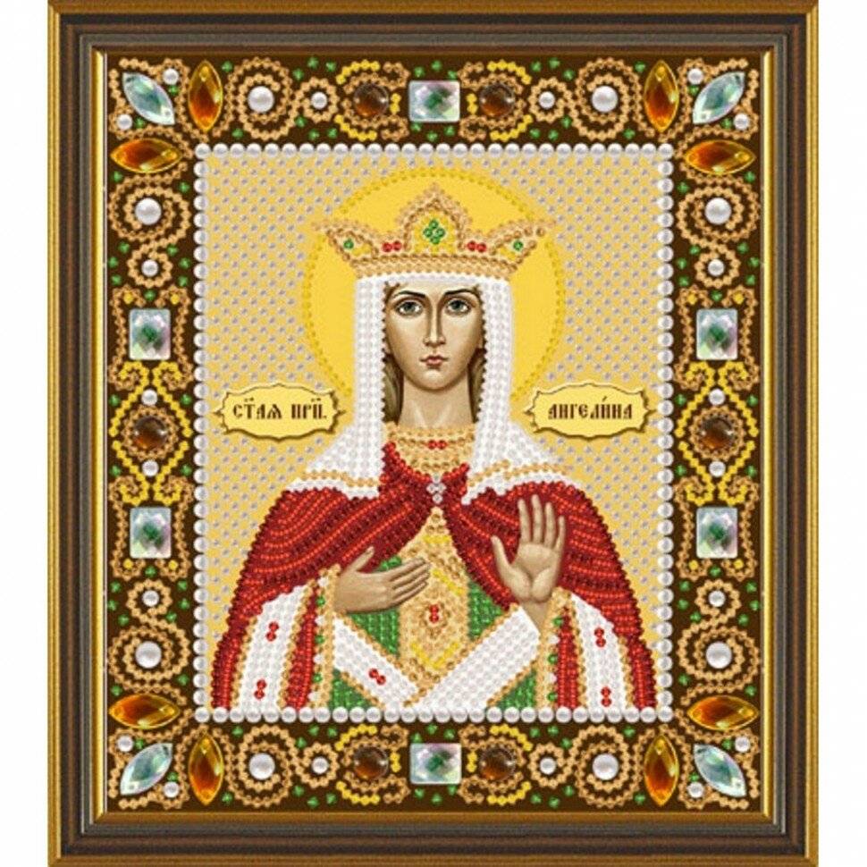 Набор для вышивания Нова Слобода #Д6144 Св. Прмц. Ангелина, Вышивка бисером, 13 x 15 см