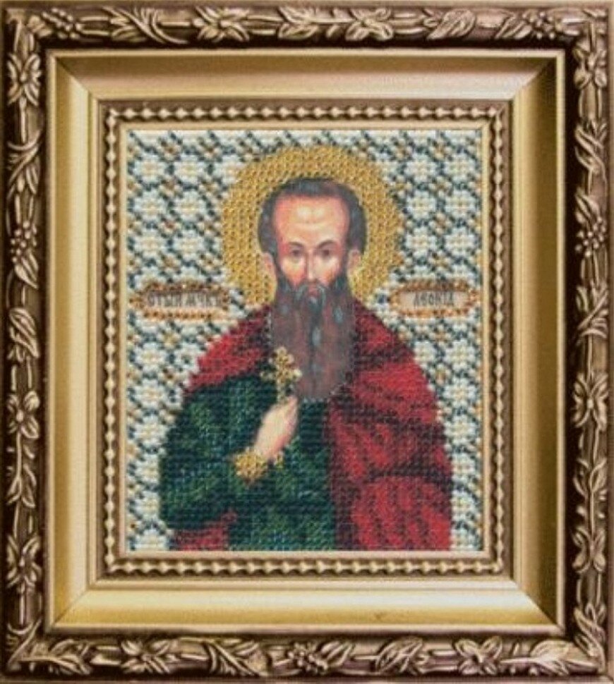Набор для вышивания Чаривна Мить #Б-1032 Икона святого мученика Леонида, Вышивка бисером, 9 x 11 см