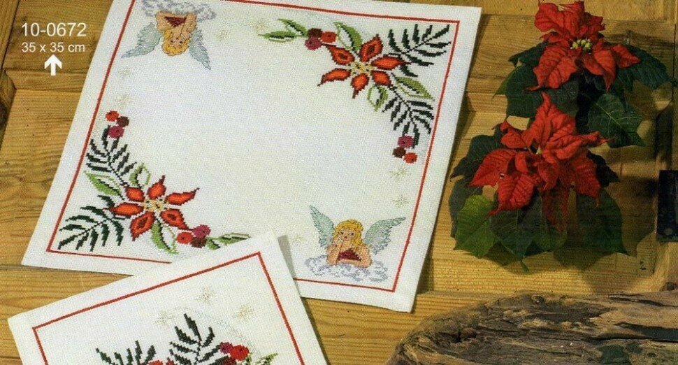 Набор для вышивания Permin #10-0672 Рождественский Ангел, Счетный крест, 35 x 35 см