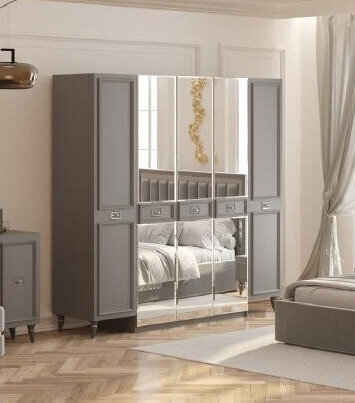 Шкаф 5-ти дверный Мэри Виктория СВК-04 графит/серебро