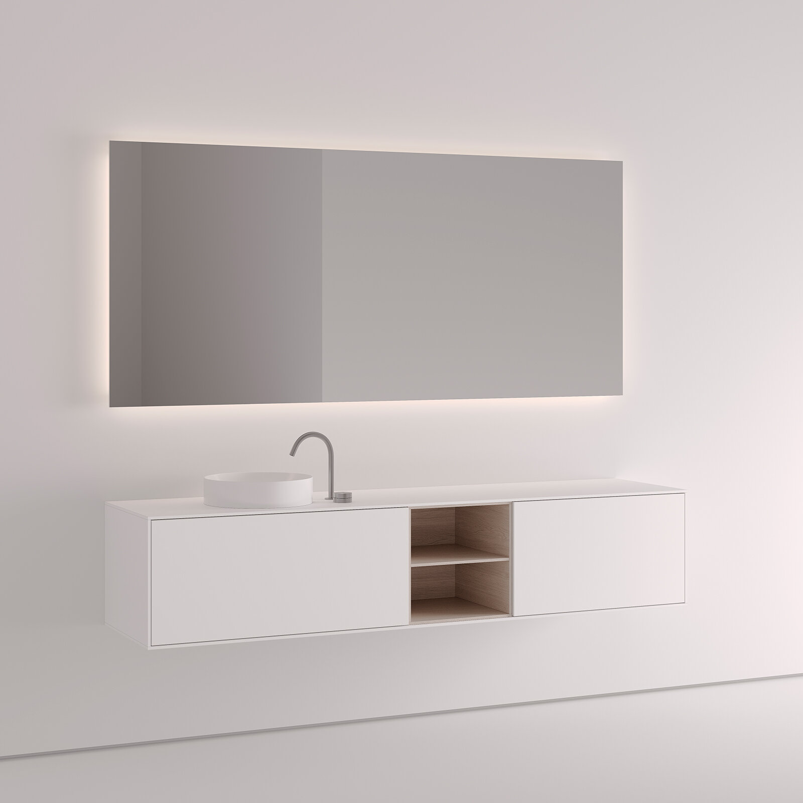Тумба подвесная под две раковины 150 см. Vivomobili BIANCO KOS