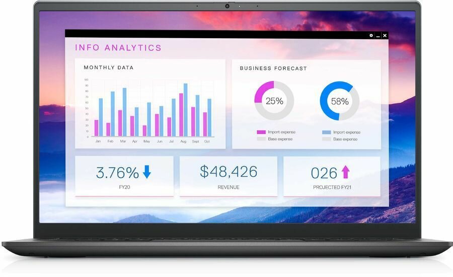 14" Ноутбук Dell Vostro 5415 (5415-9721) серый - 1920x1080, WVA, AMD Ryzen 3 5300U, ядра: 4 x 2,6 ГГц, 8 ГБ, SSD 256 ГБ, AMD Radeon, Windows 10 Pro