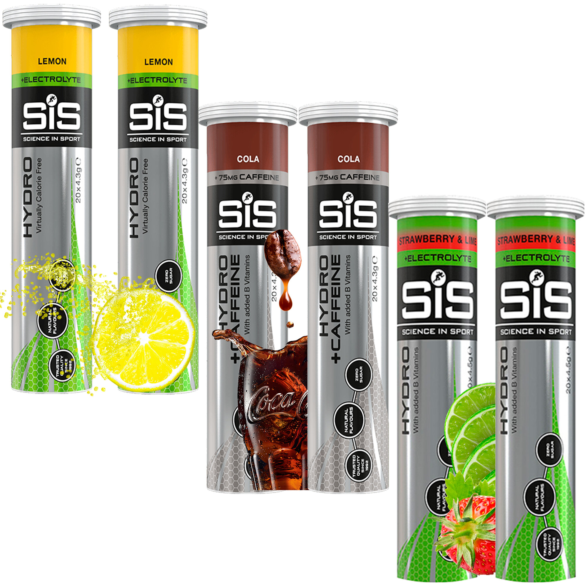 Изотоник SCIENCE IN SPORT (SiS) GO Hydro Tablet 20s 6 x 20 таблеток, Лимон, Кола, Клубника - Лайм