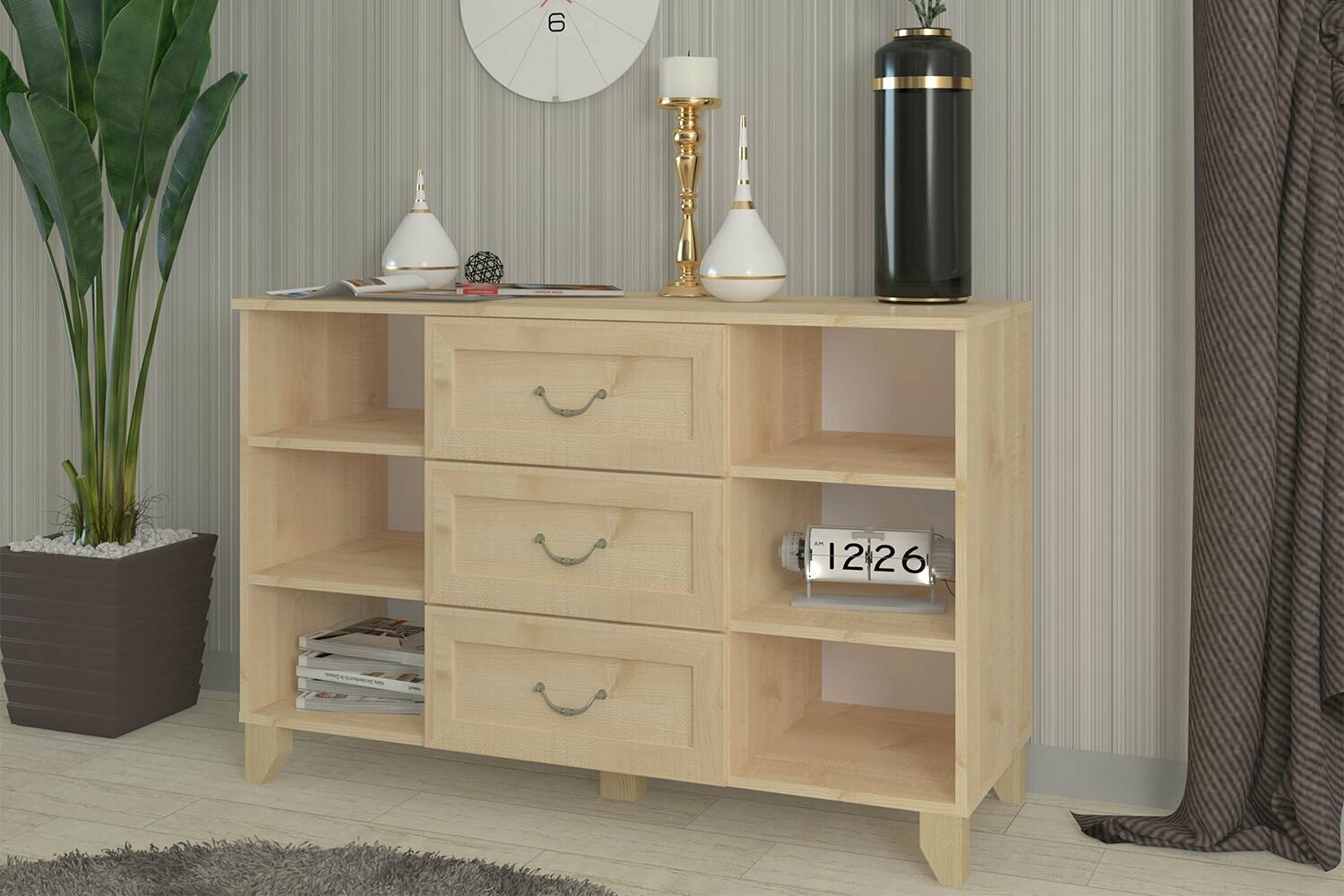 Комод Ренди 9М 120х40х80 клен танзау, рамка квадро МДФ, ножка №3