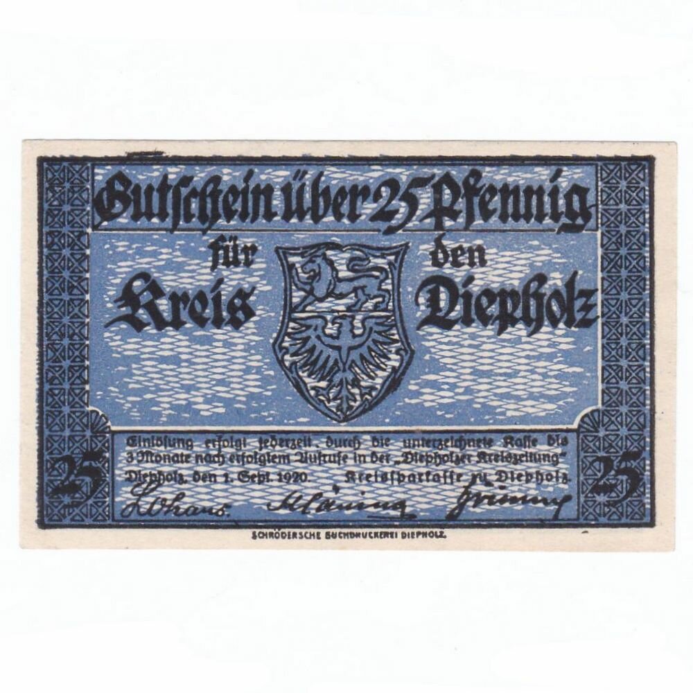 Германия (Веймарская Республика) Дипхольц 25 пфеннигов 1920 г.