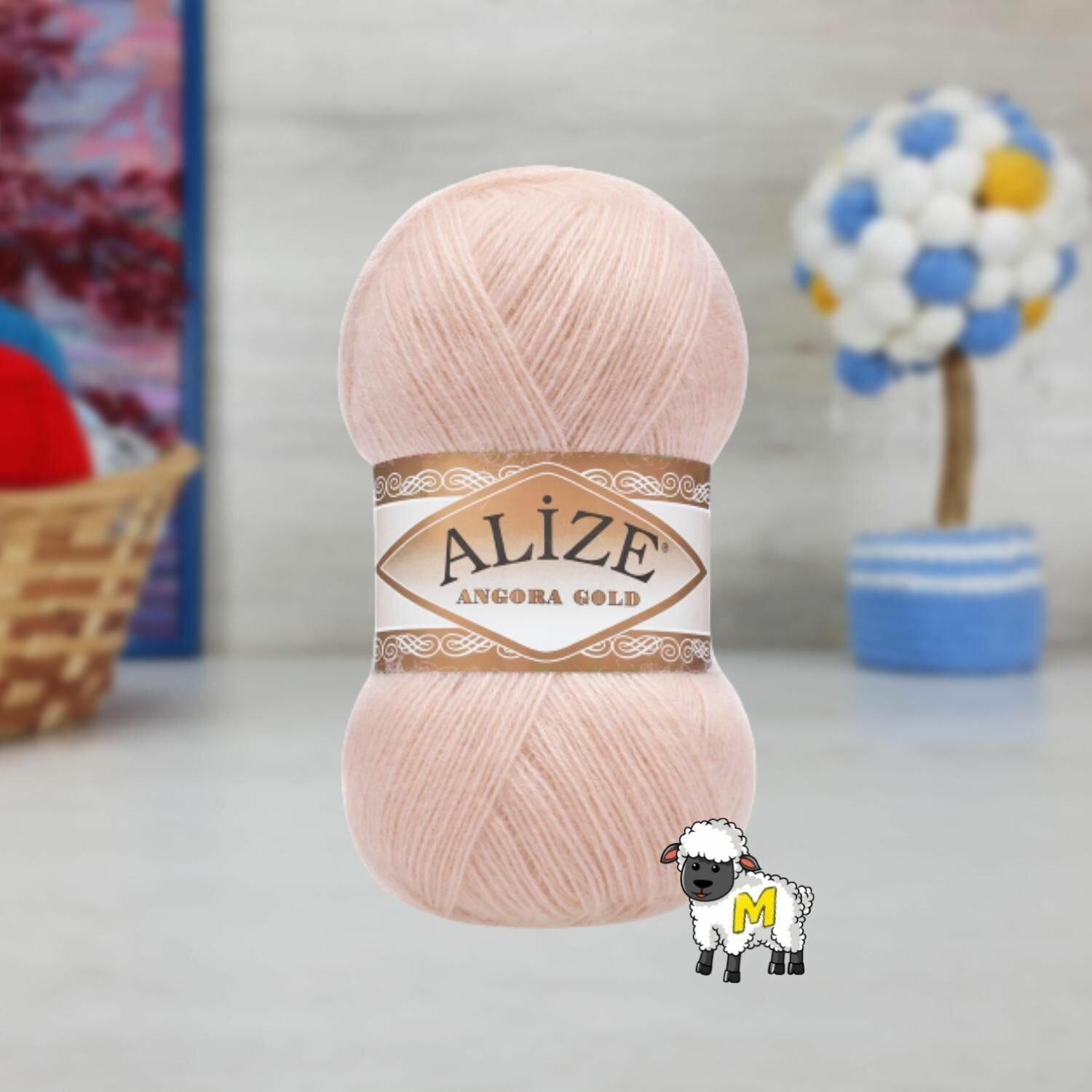 Пряжа ALIZE Angora Gold, св. пудра - 404, 20% шерсть, 80% акрил, 5 мотков, 100 г, 550 м.
