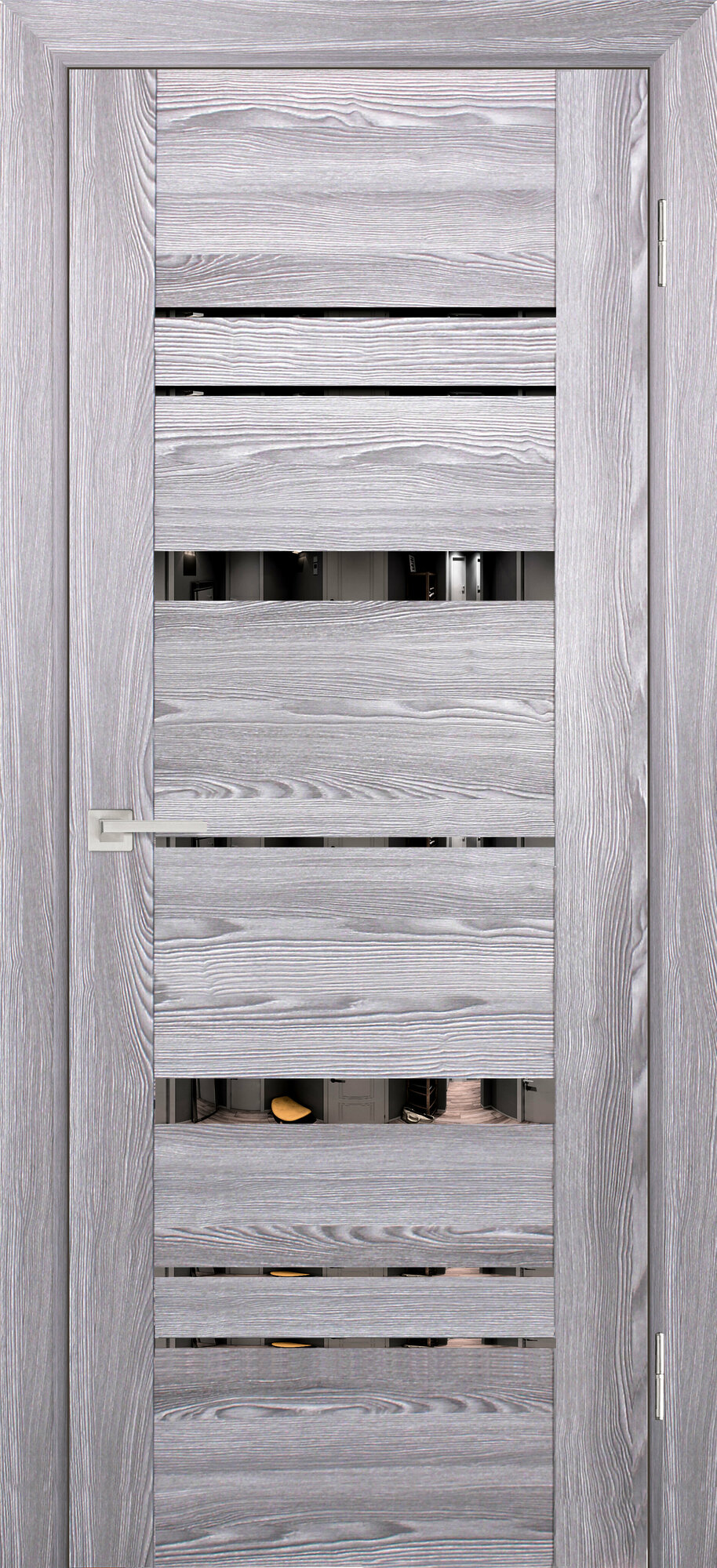 Дверь Profilo Porte PSK-2 nanotex ривьера грей стекло тонированное зеркало 200*60