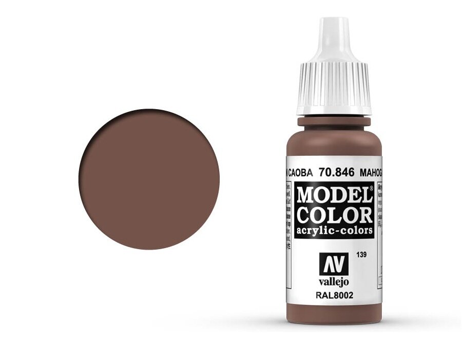 Аксессуар для Warhammer Vallejo Краска Model Color Махагони коричневый 846 (Model Color: Mahogany Brown 70.846)