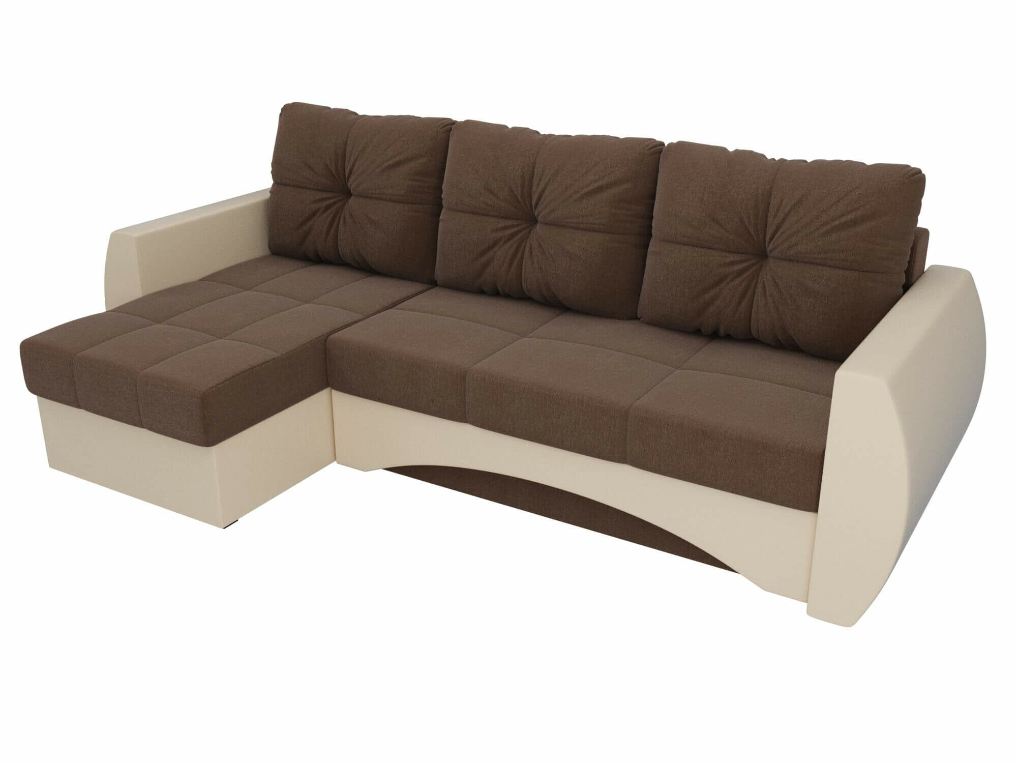 Artum Угловой диван Сатурн рогожка коричневый эко кожа бежевый левый