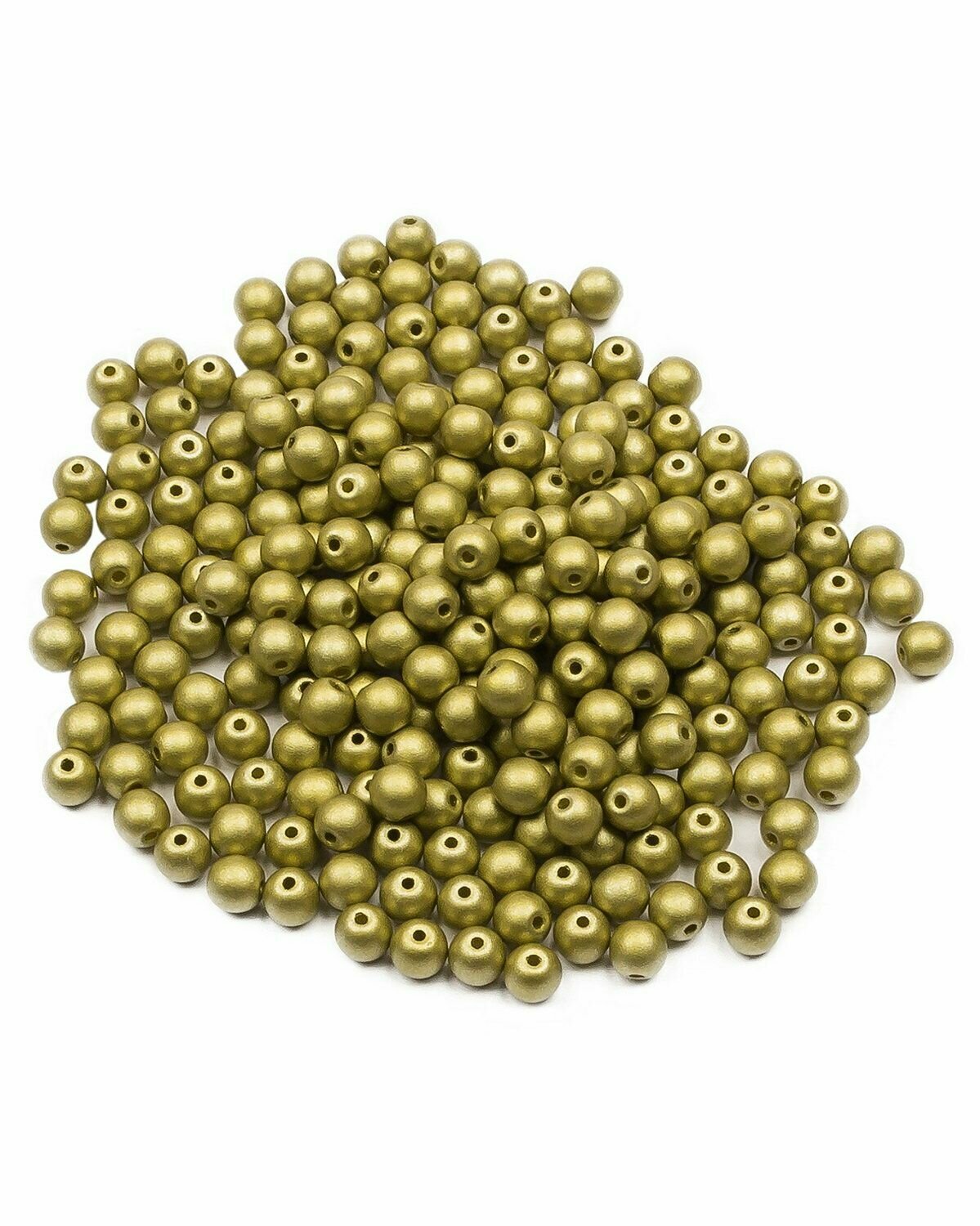 Стеклянные чешские бусины, круглые, Round Beads, 4 мм, цвет Alabaster Metallic Lime, 200 шт.