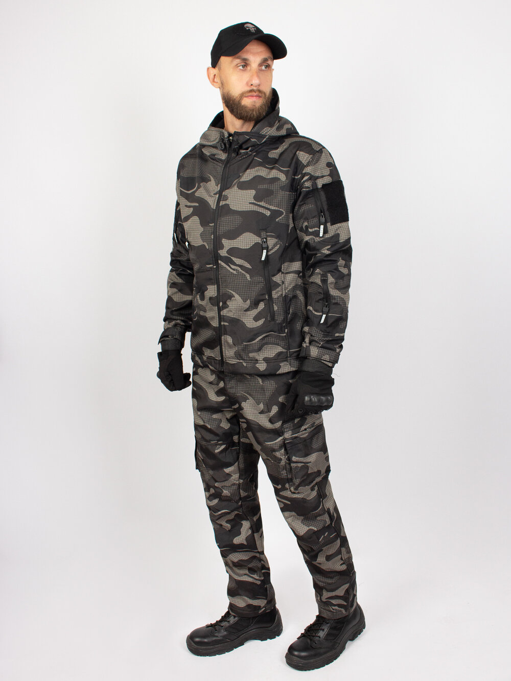 Костюм тактический демисезонный ткань Дуплекс (Duplex) на флисе камуфляж Night Woodland (размер: 44-46, размер производителя: 44-46)