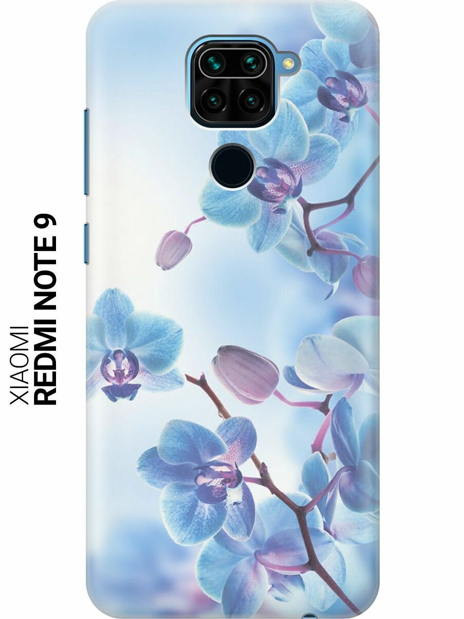Силиконовый чехол на Xiaomi Redmi Note 9, Сяоми Редми Ноут 9 с принтом "Голубые орхидеи"