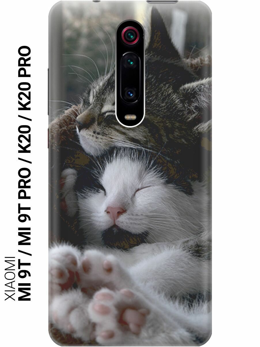 Силиконовый чехол на Xiaomi Mi 9T, Mi 9T Pro, K20, K20 Pro, Сяоми Ми 9Т, Ми 9Т Про с принтом "Отдыхающие котики"