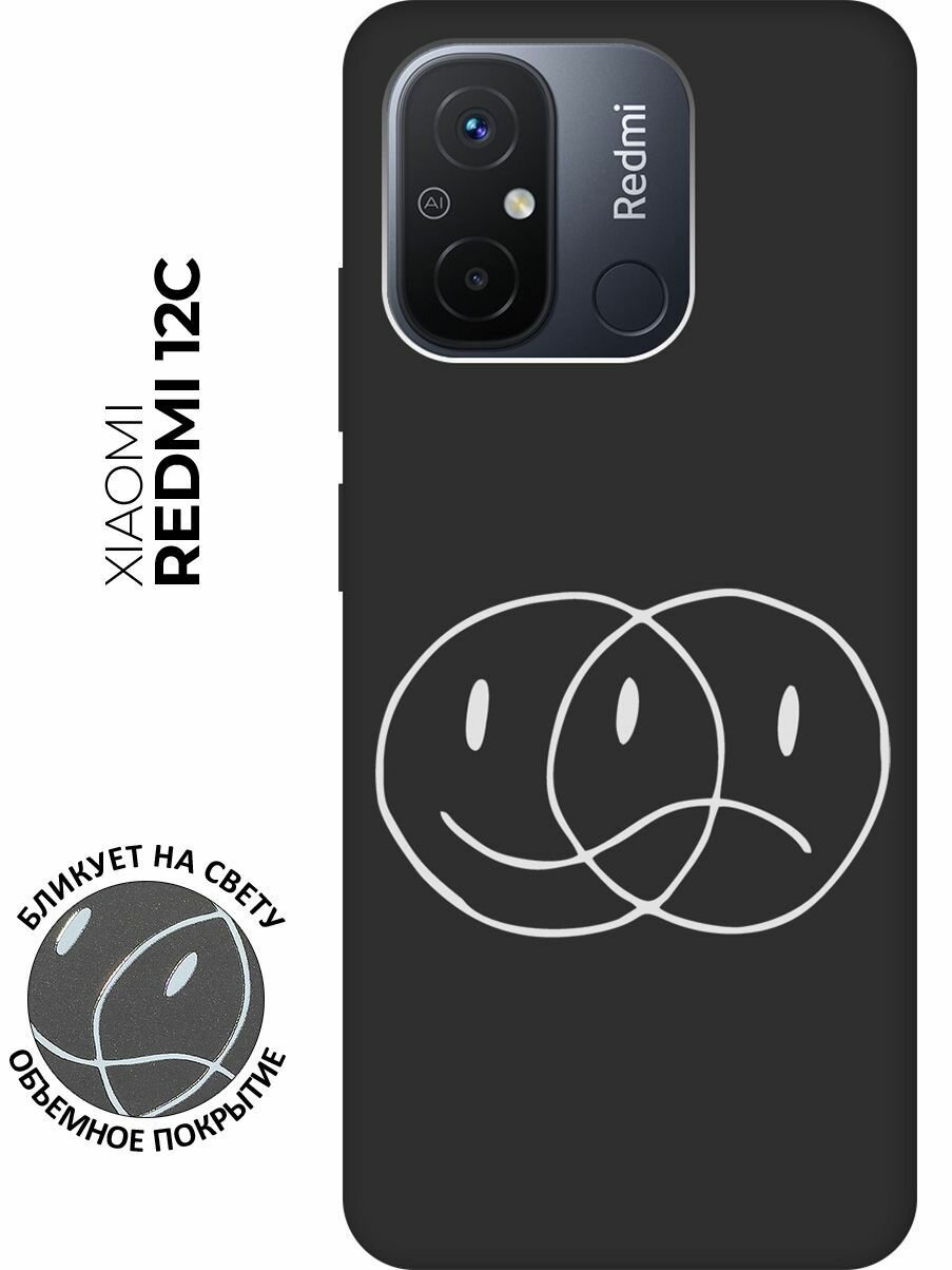 Матовый чехол Two Faces W для Xiaomi Redmi 12C / Сяоми Редми 12С с 3D эффектом черный