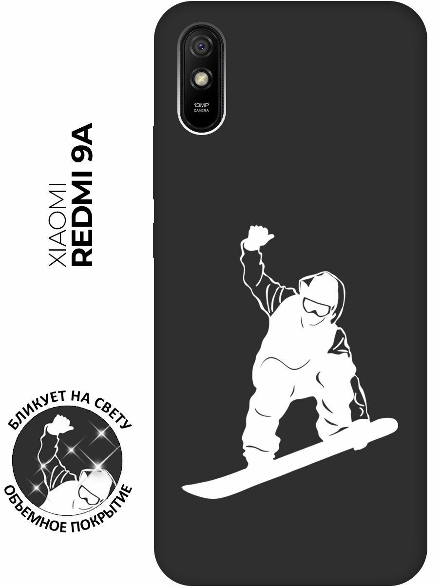 Матовый чехол Snowboarding W для Xiaomi Redmi 9A / Сяоми Редми 9А с 3D эффектом черный