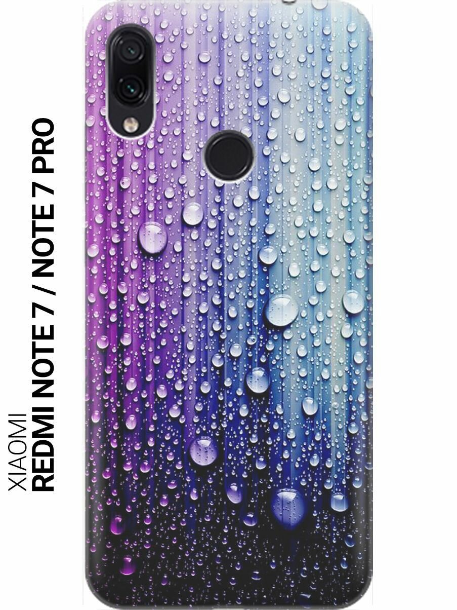 Ультратонкий силиконовый чехол-накладка для Xiaomi Redmi Note 7, Note 7 Pro с принтом "Капли на голубом"