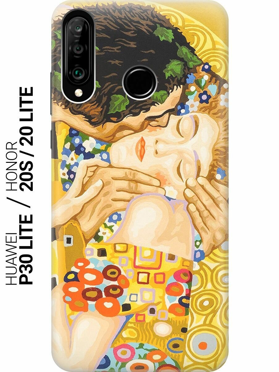 Ультратонкий силиконовый чехол-накладка для Huawei P30 Lite, Honor 20S, Honor 20 Lite с принтом "Поцелуй"