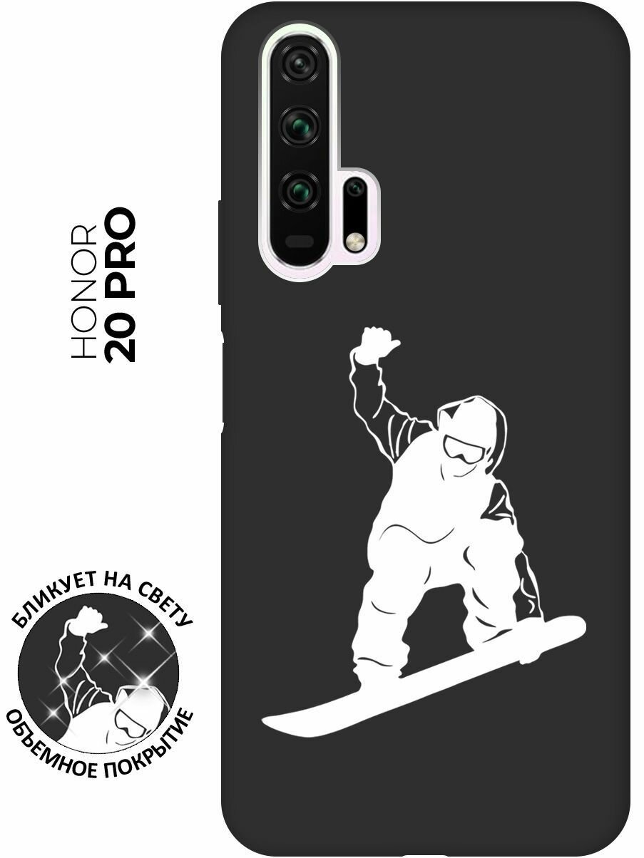 Матовый чехол Snowboarding W для Honor 20 Pro / Хонор 20 Про с 3D эффектом черный