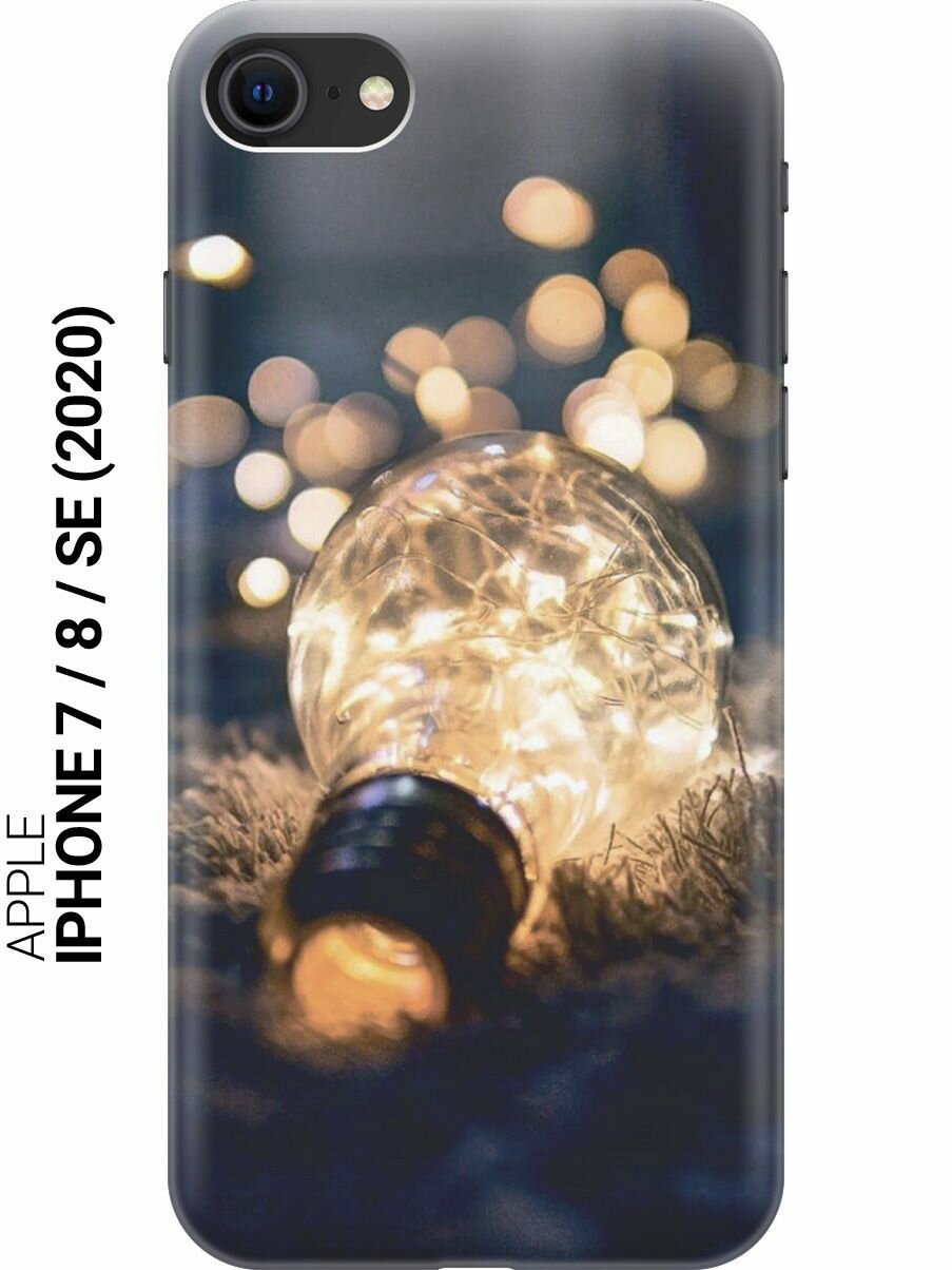 Силиконовый чехол на Apple iPhone SE (2022) / SE (2020) / 8 / 7 / Эпл Айфон СЕ 2022 / СЕ 2020 / 8 / 7 с рисунком "Гирлянда в лампочке"