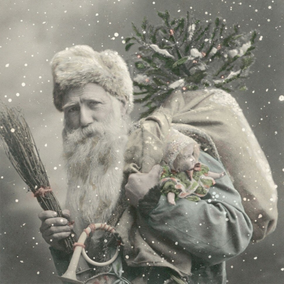 #80008 Салфетка трехслойная для декупажа "Санта" 33 x 33 см Sagen Vintage Design 4 шт