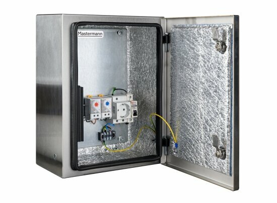 Климатический навесной шкаф МАСТЕР-2УТП-Н из нержавеющей стали с защитным реле от "холодного пуска", IP 66
