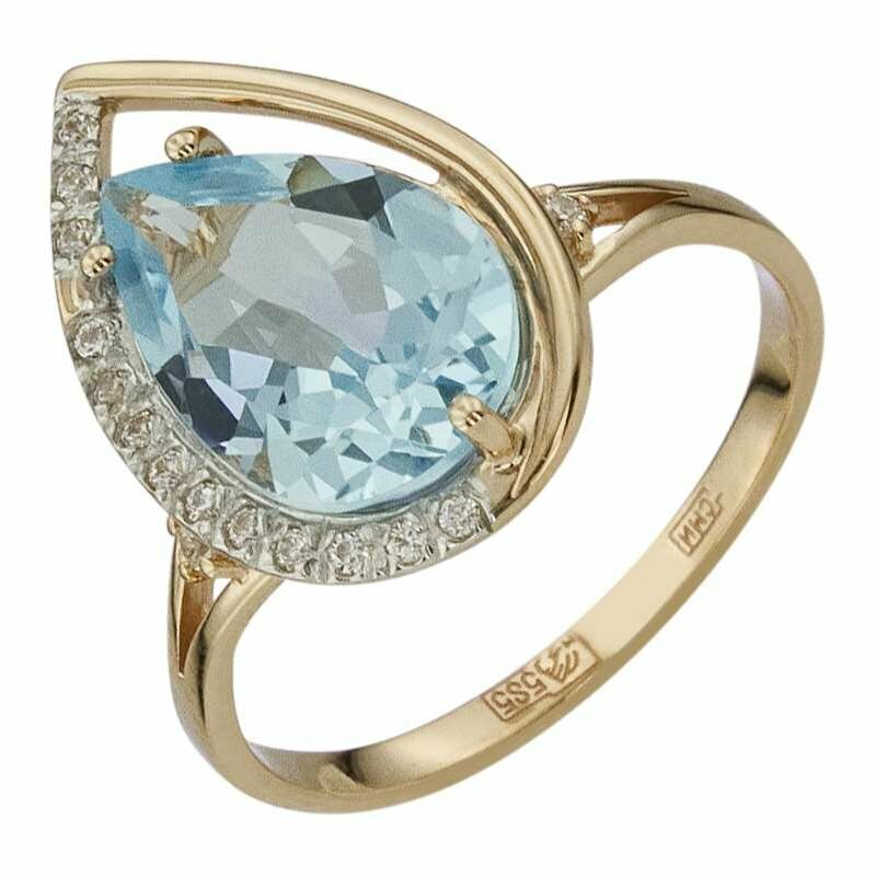 Кольцо, красное золото, 585 проба, топаз