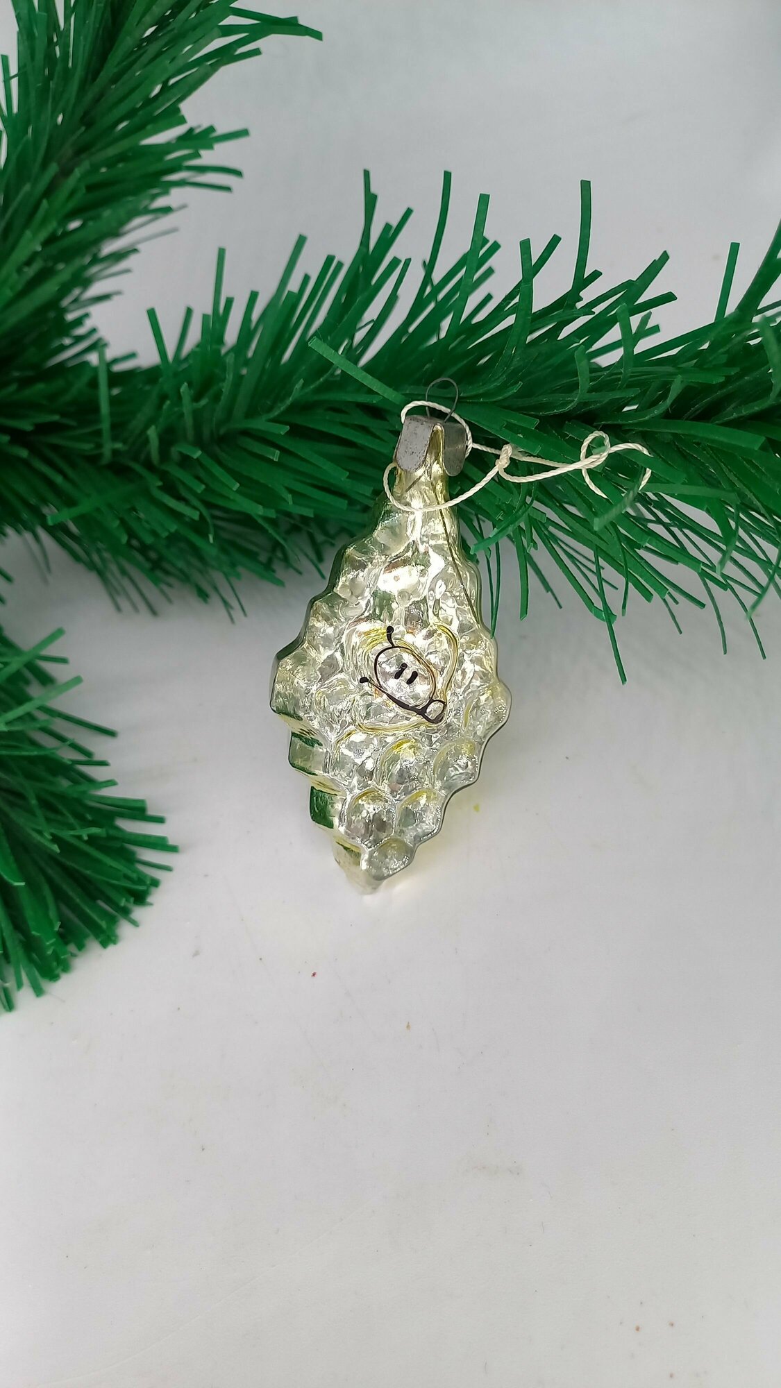 Винтажная советская подвесная ёлочная игрушка Пчелиные соты, стекло, СССР