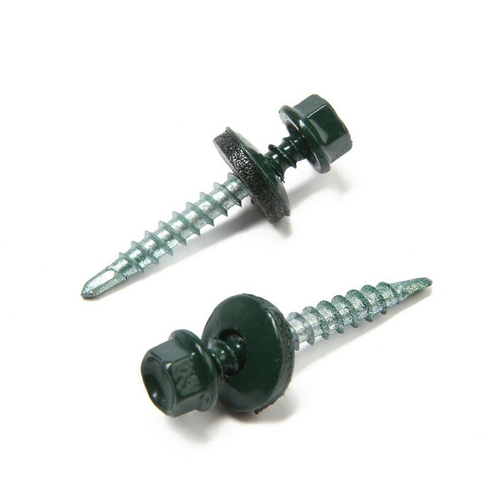 Саморезы кровельные 4.8×30 мм, RAL6005 зеленый, 200 шт.