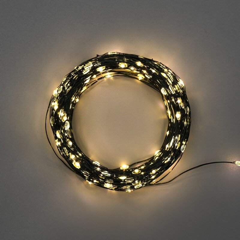 Лампы светодиодные Neon-Night Гирлянда светодиодная Роса с контроллером 20м, 200LED, теплый белый, IP20, 230В, зеленый провод NEON-NIGHT