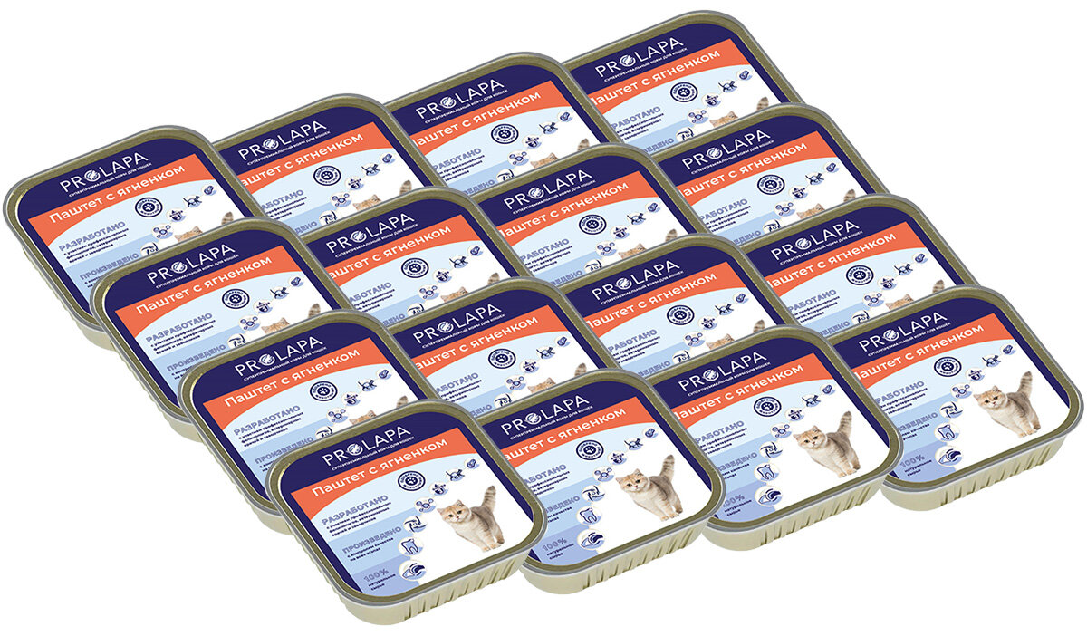 PROLAPA для взрослых кошек паштет с ягненком (100 гр х 16 шт)