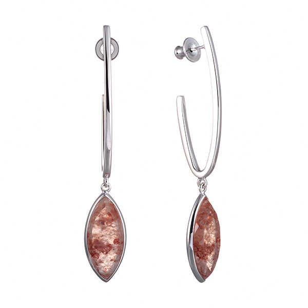 Серьги, серебро, 925 проба, кварц