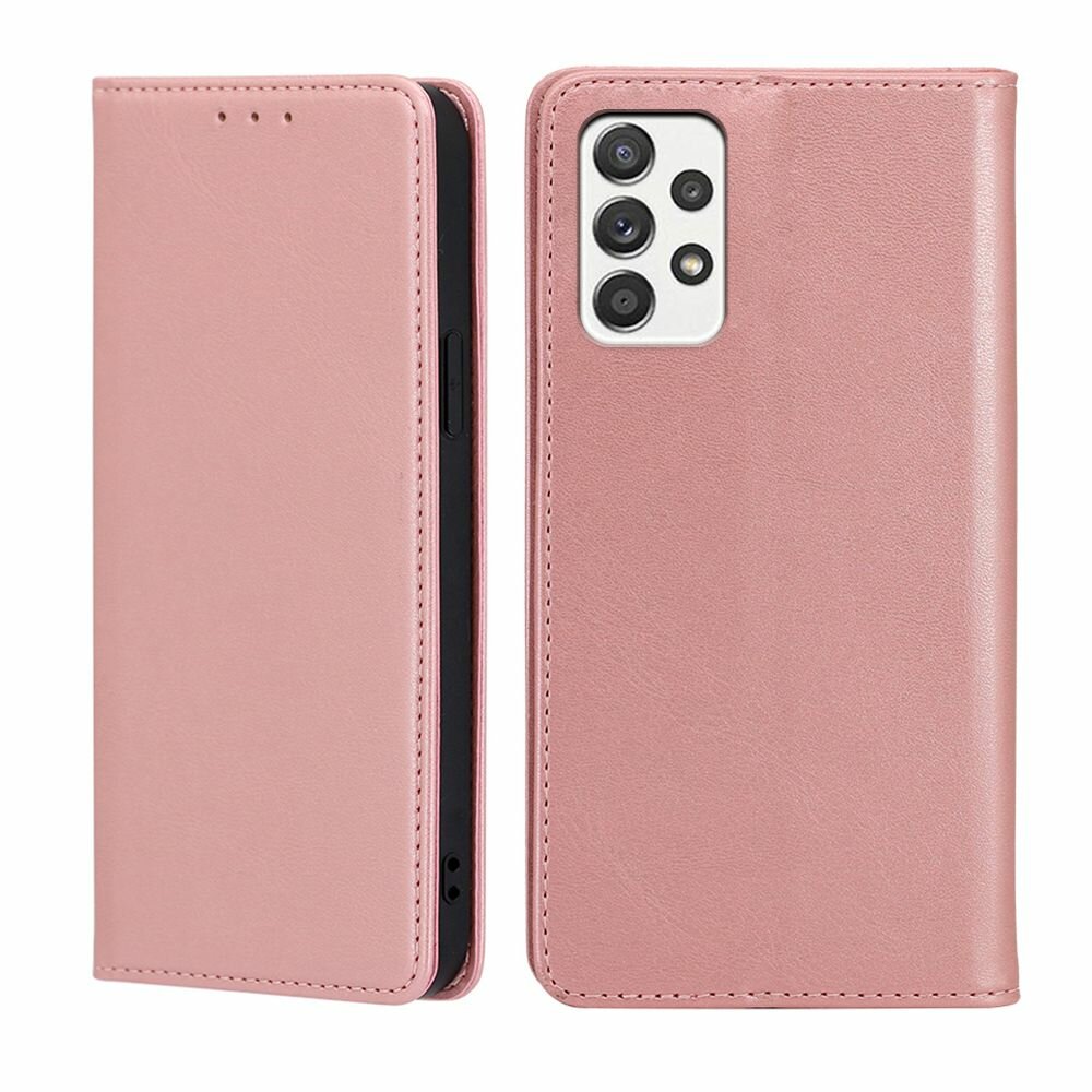 Чехол-книжка MyPads для Samsung Galaxy A52 (SM-A525F/SM-A526) / A52S (SM-A528) / Самсунг А52/А52s, Телячья кожа, закрывающаяся на магнит, розовый