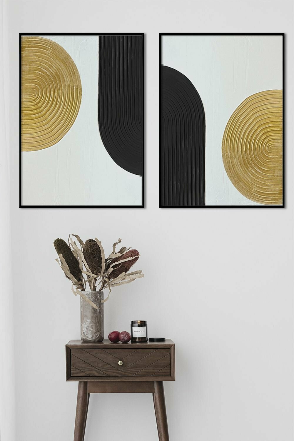 Картины на стену для интерьера ручной работы DECORMARKT Пара №12, в рамках, 50х70 см