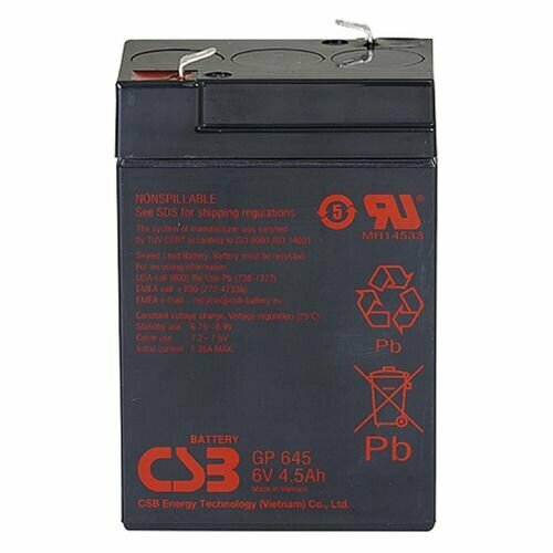 Аккумуляторная батарея CSB GP645 для ИБП 6В, 4.5Ач