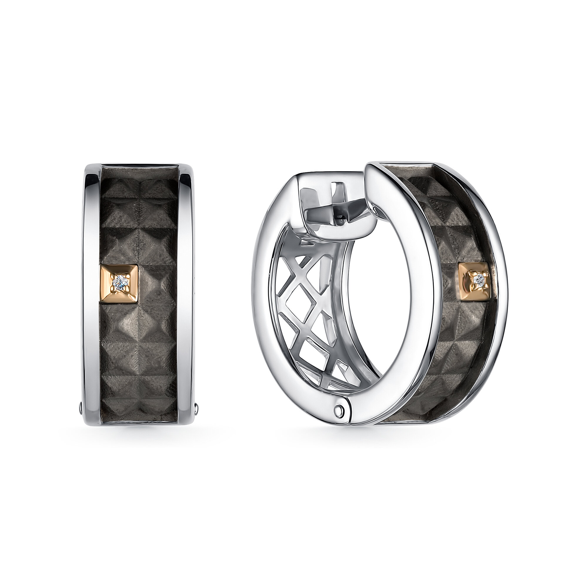 Серьги конго, красное золото, серебро, 925, 585 проба, бриллиант