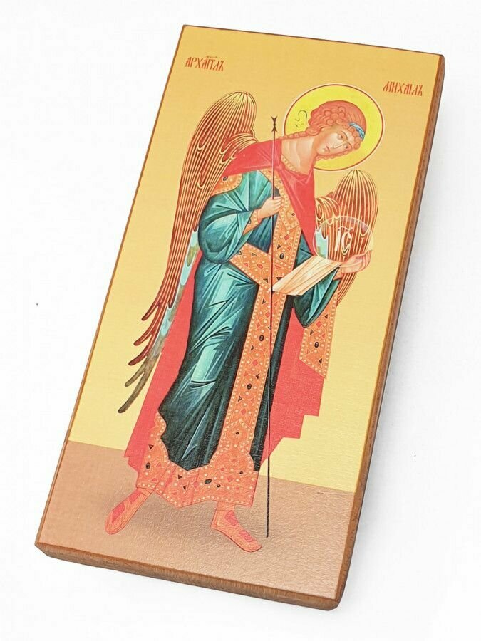 Икона Михаил Архангел, под старину, 20х40 см