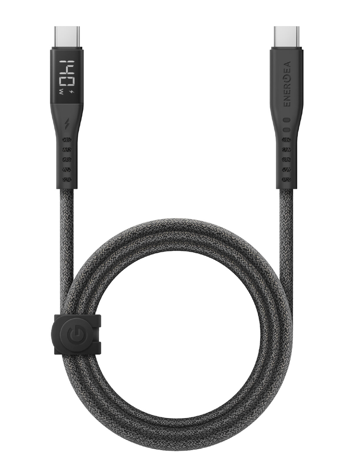 EnergEA Кабель FLOW USB-C to USB-C PD240W 5A DISPLAY Nanoweave Magnetic tie Black 1.5m