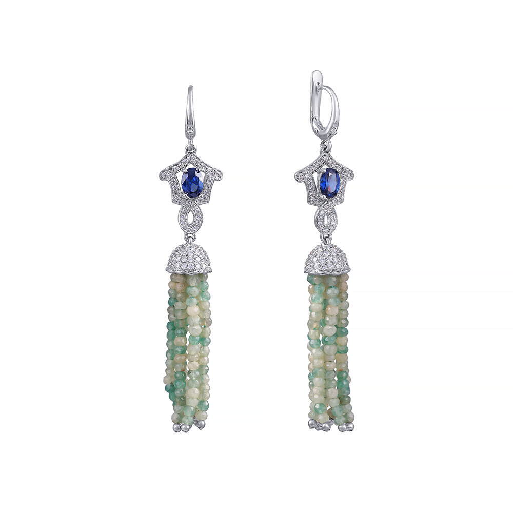 Серьги, серебро, 925 проба, фианит, агат