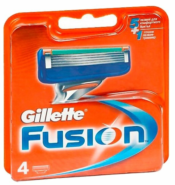 Сменные кассеты Gillette Fusion для мужской бритвы, 4 шт. в уп.