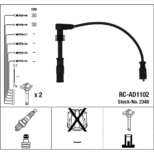 NGK 2348 (058905409A / 2348 / RCAD1102) rc-ad 1102 к-кт проводов\ Audi (Ауди) a4 / a6, VW Passat (Пассат) 1.8 95-01