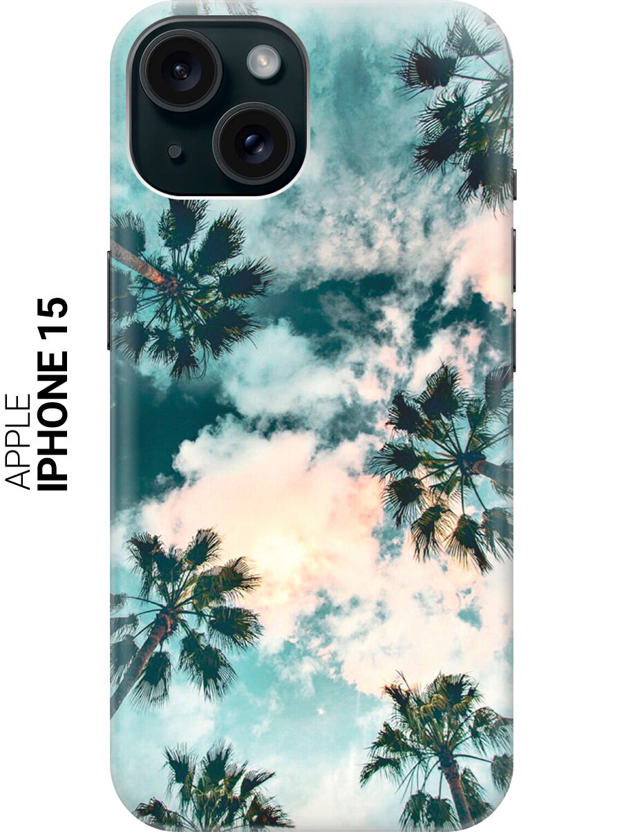 Силиконовый чехол на Apple iPhone 15 / Эпл Айфон 15 с рисунком "Отдых под пальмами"