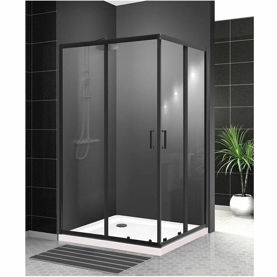 Душевой уголок BelBagno (Бельбагно) UNO-195-AH-2-120/90-C-NERO черный матовый стекло прозрачное 5 мм (1200х1950х900)