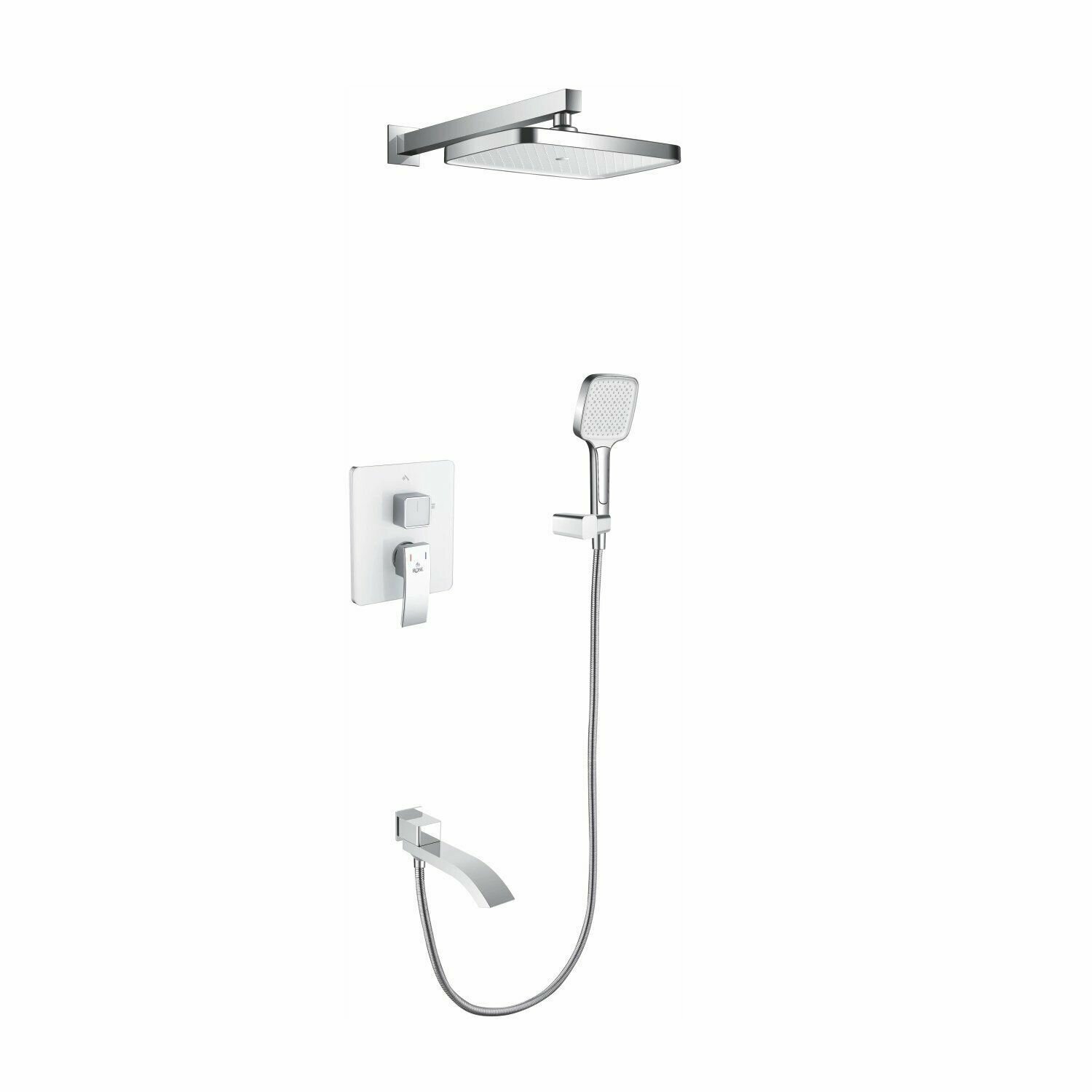 Встроенная душевая система с 3-функциями Rose R1535F белый-хром